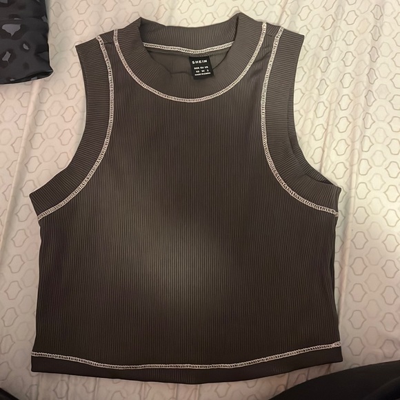 SHEIN | Tops | Charcoal Gray Shein Cropped Top | Poshmark